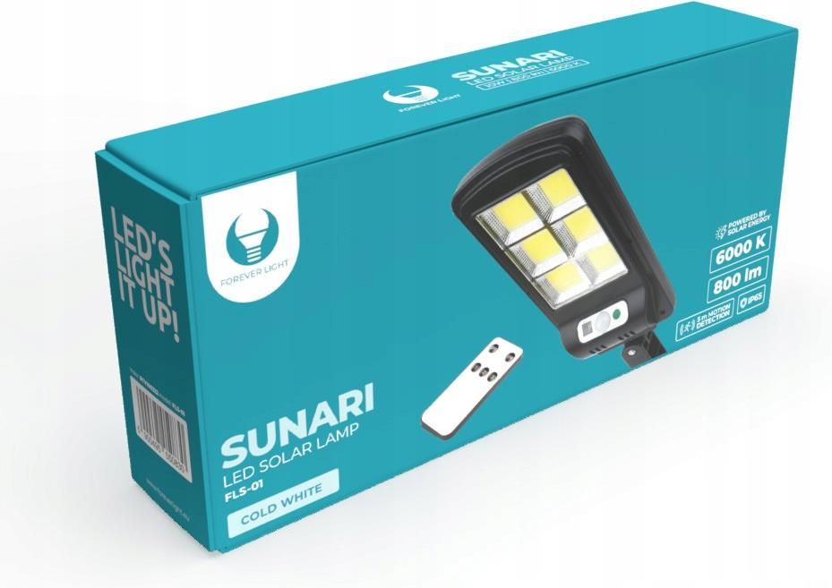 Forever Light Lampa Solarna Led Sunari Fls-01 6*Cob Pir 10W 800Lm 6000K 2400Mah Li-Ion ...