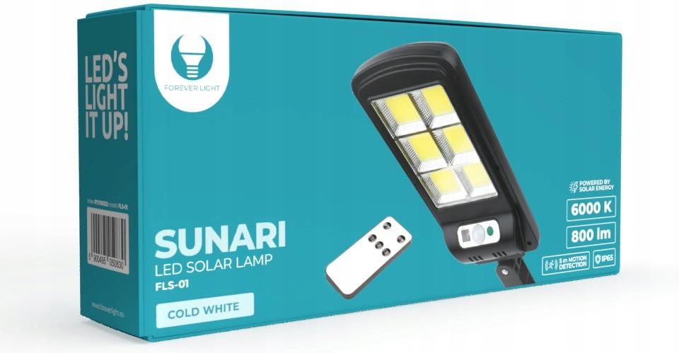 Forever Light Lampa Solarna Led Sunari Fls-01 6*Cob Pir 10W 800Lm 6000K ...