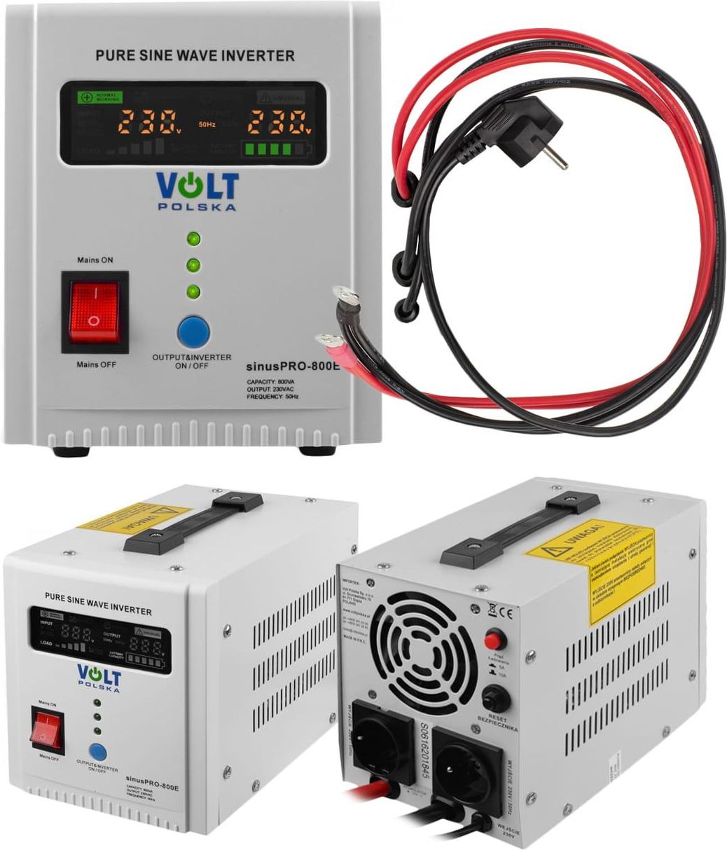 Zasilacz UPS Volt Polska ZestawVolt Sinus Pro 800 E 800VA/500W + akumulatorVolt OPTIVRLA AGM 12V ...