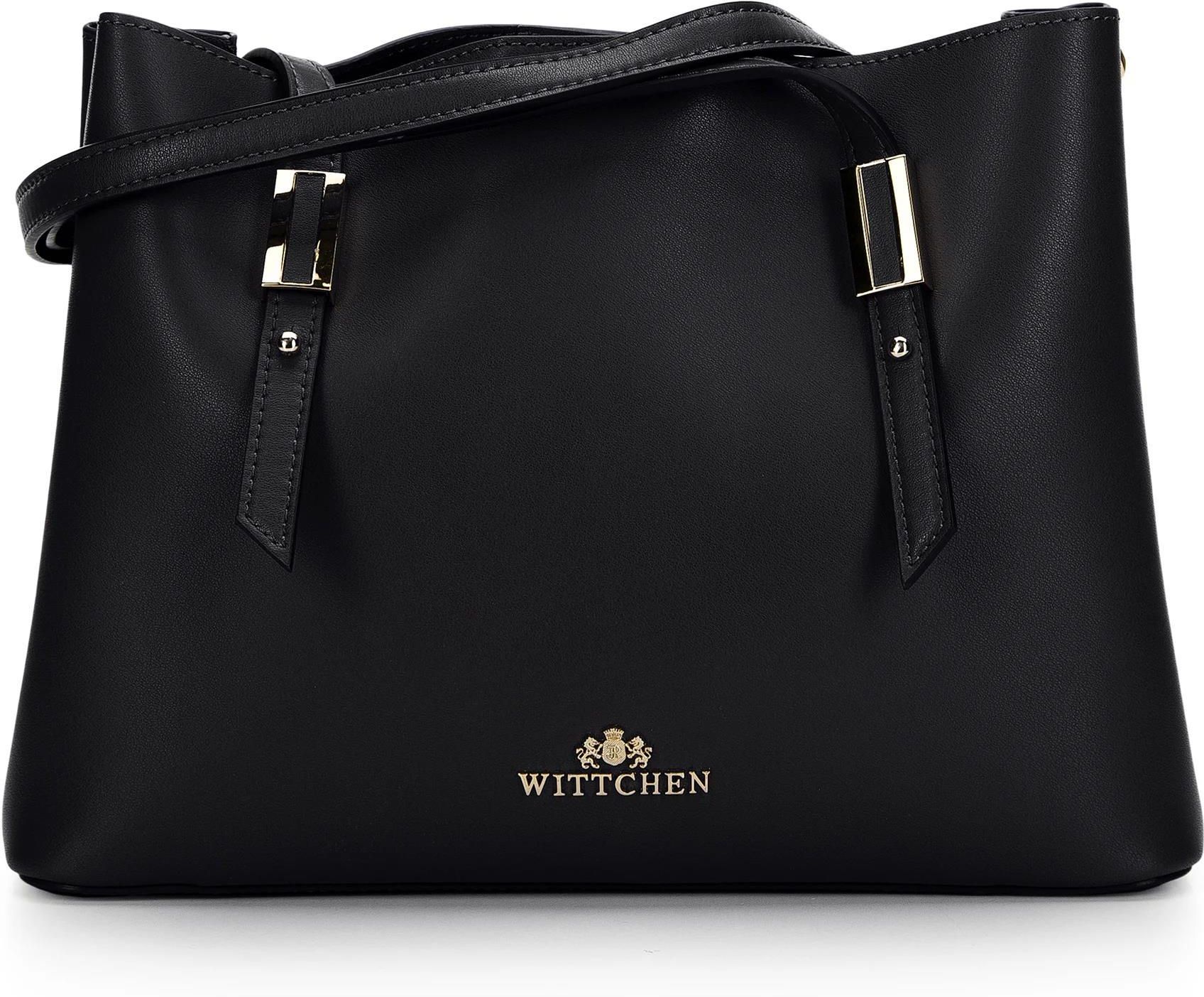 Torebka shopperka skórzana trzykomorowa z cienkimi uchami mała - Ceny i ...