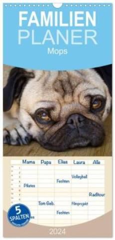 Familienplaner 2024 - Mops mit 5 Spalten (Wandkalender, 21 x 45 cm ...