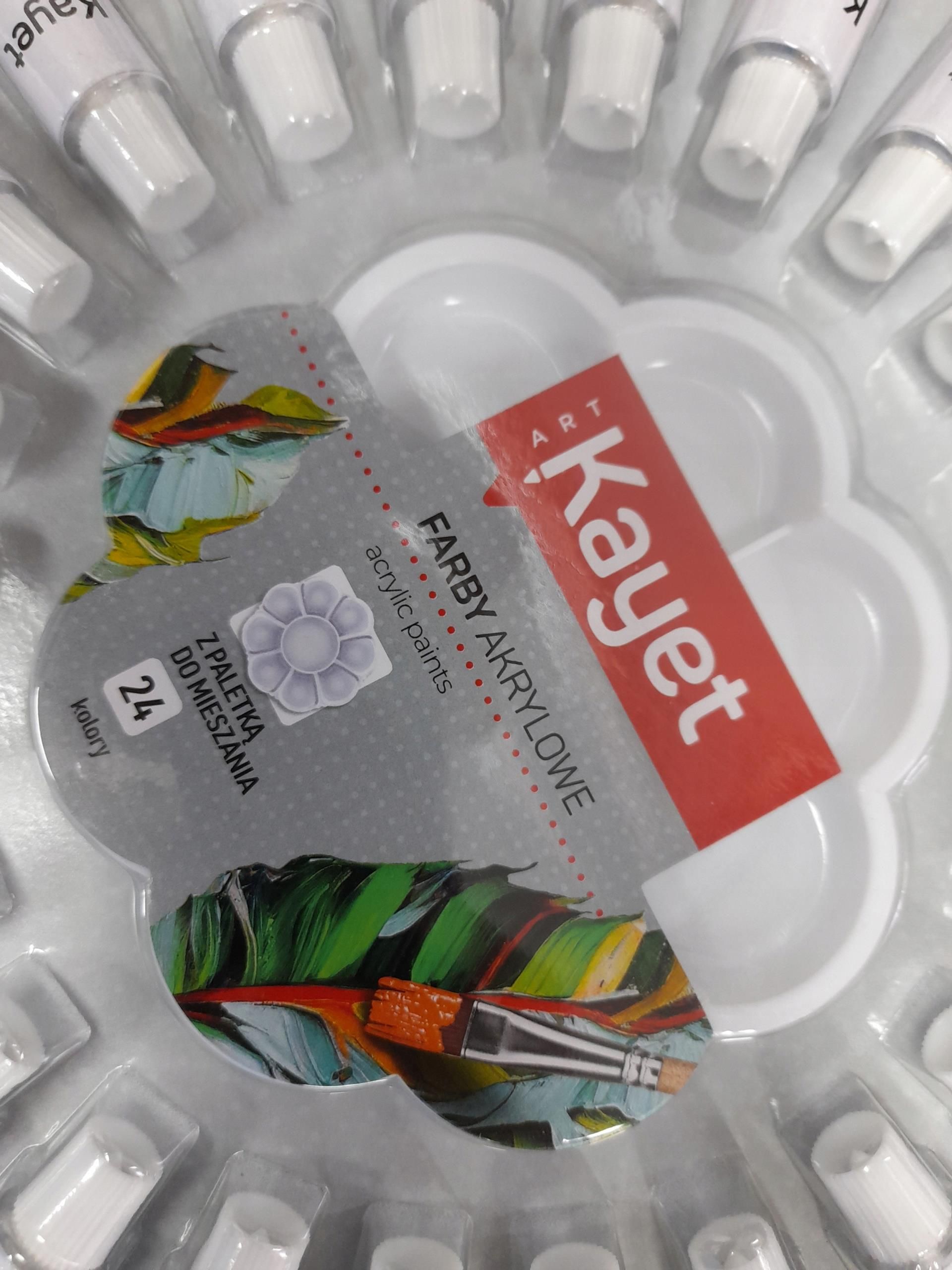 Kayet Farby Akrylowe 24 Sztuki Po 12Ml Z Paletką Do Mieszania Kolorów ...