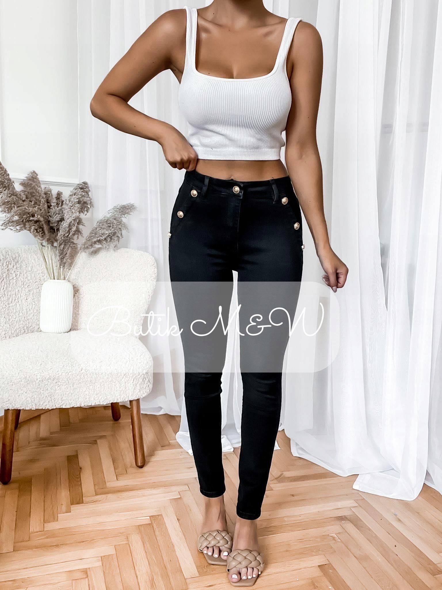 Jeansy Re Dress czarne z guzikami przy kieszeniach Elastyczne Spodnie R. Xs - Ceny i opinie ...