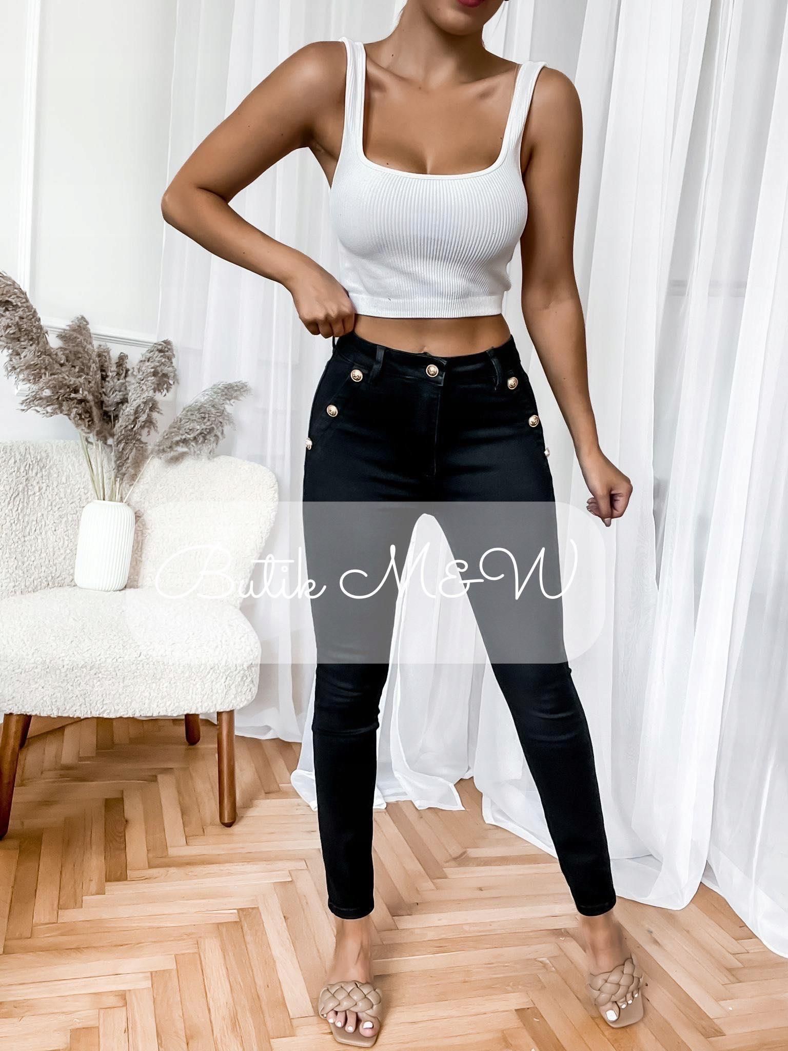 Jeansy Re Dress czarne z guzikami przy kieszeniach Elastyczne Spodnie R. Xs - Ceny i opinie ...