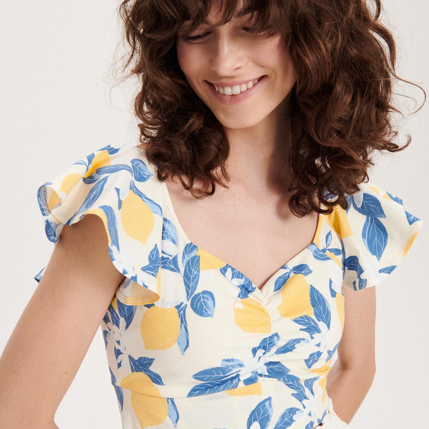 Reserved - Crop top z falbanką - Wielobarwny - Ceny i opinie - Ceneo.pl