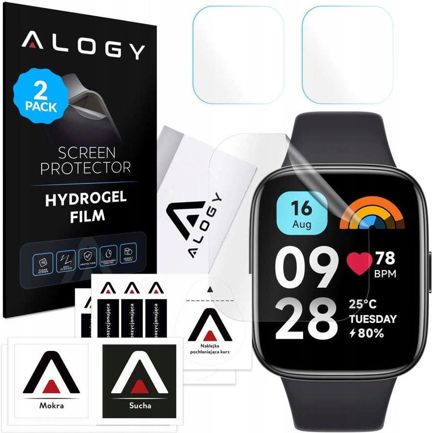 Alogy 2X Folia Ochronna Hydrożelowa Do Smartwatch Xiaomi Redmi Watch 3 ...