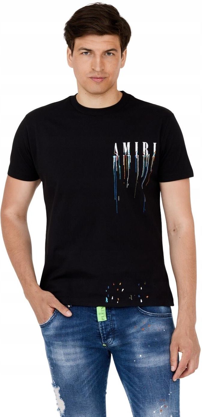 Amiri T-shirt czarny z efektem kolorowej farby XXL - Ceny i opinie ...