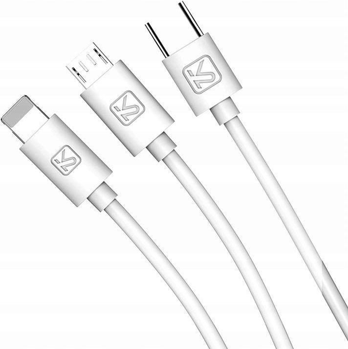 Kakusiga 3w1 2,8A 1M Usb - Usb-C + Micro Usb Lightning Ksc-078 Biały ...