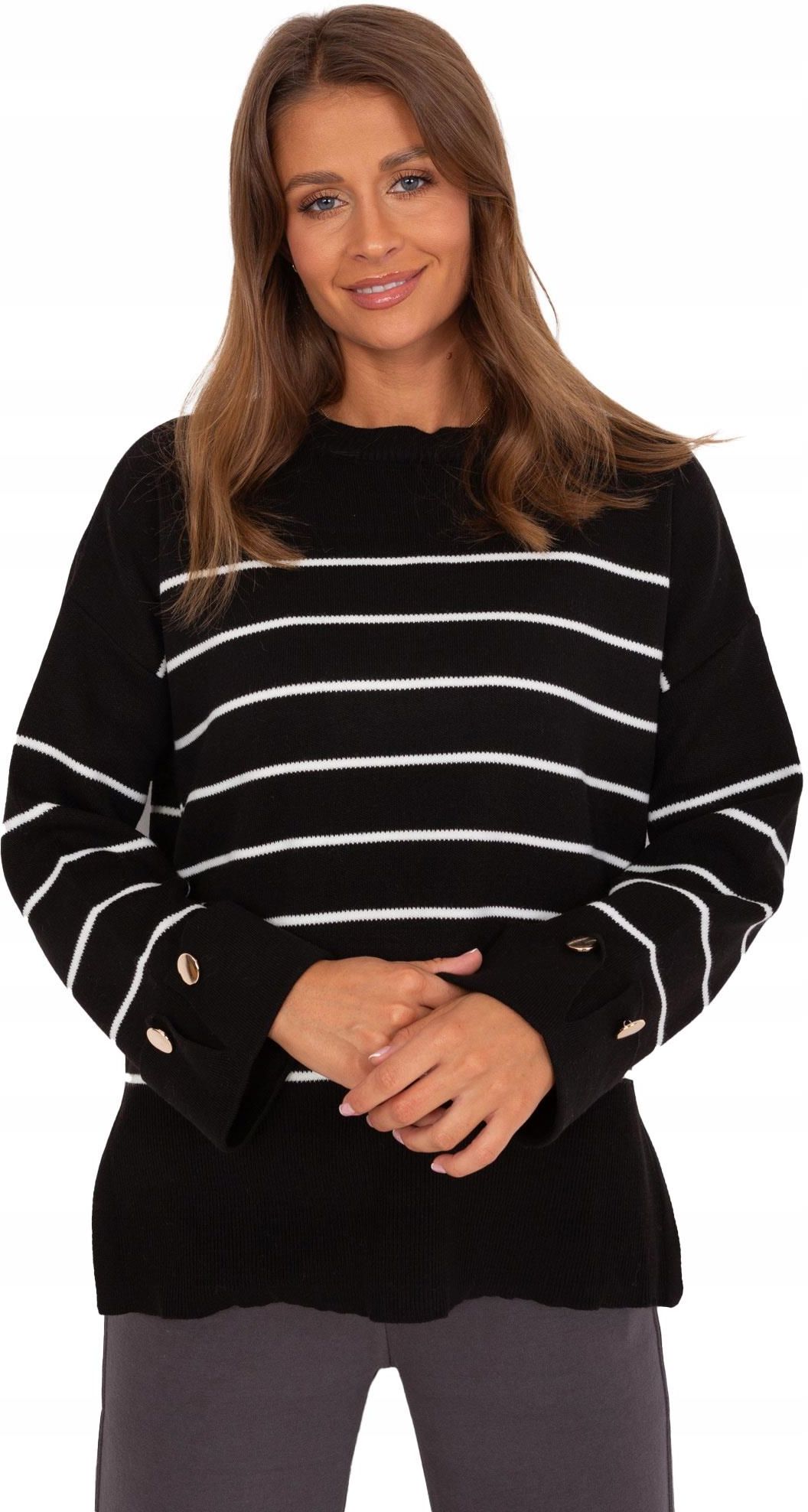 Klasyczny Sweter damski z Szerokimi Rękawami w paski - Ceny i opinie ...