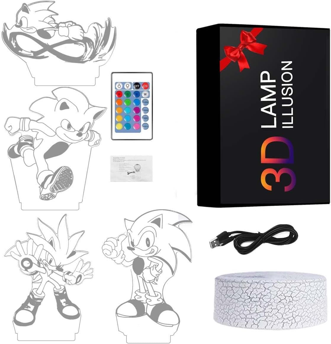 Lampka Nocna Led Rgb Z Pilotem Sonic 3D 4 Panele - Opinie i atrakcyjne ...