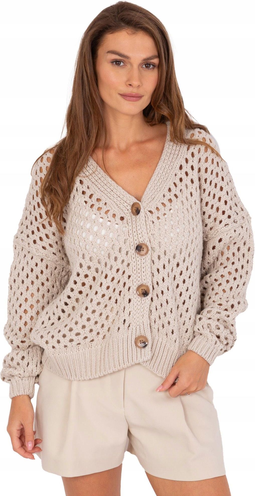 Sweter Damski ażurowy rozpinany na guziki - Ceny i opinie - Ceneo.pl