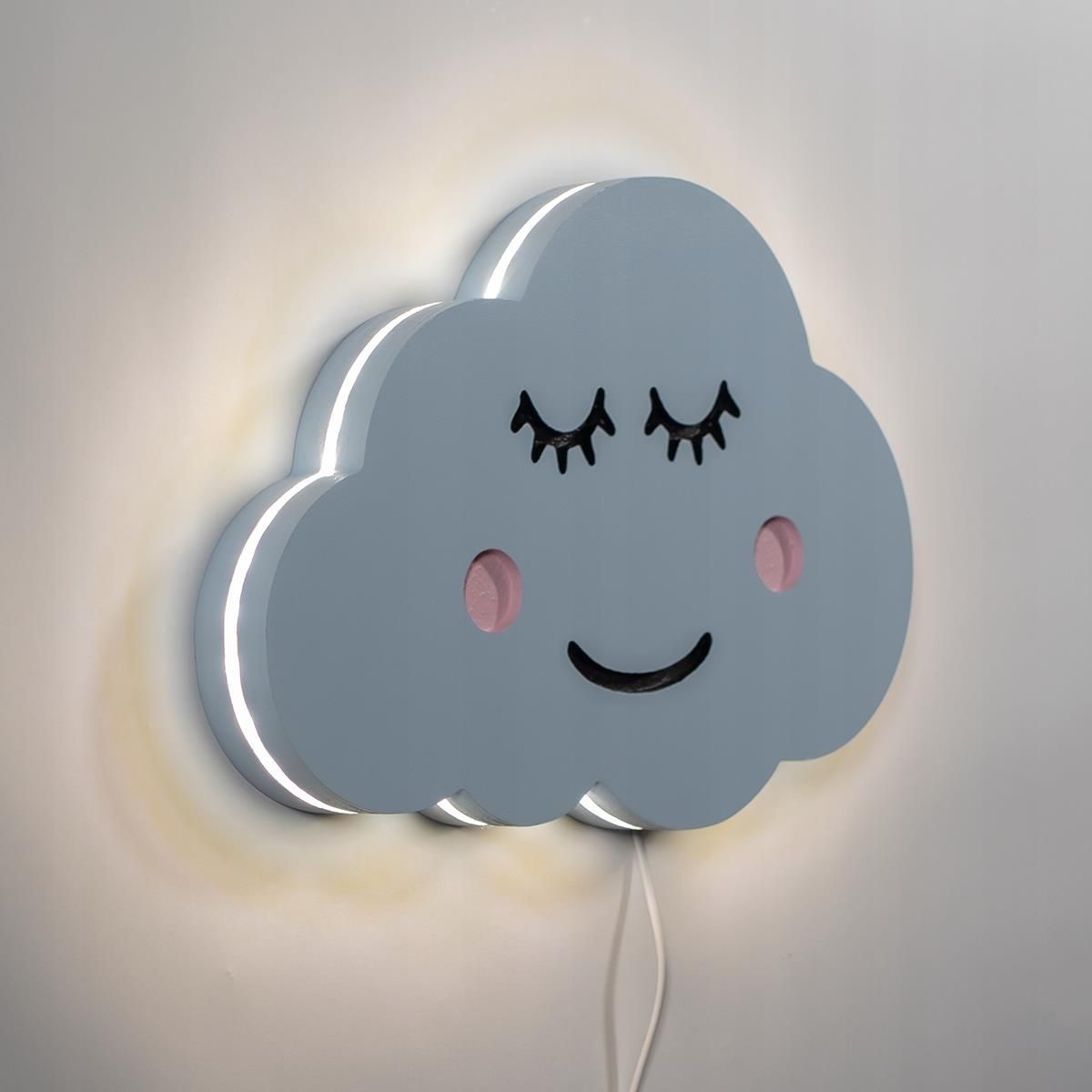 Led Wood Lampka Nocna Dla Dzieci, Na Ścianę, Drewniana Niebieska ...