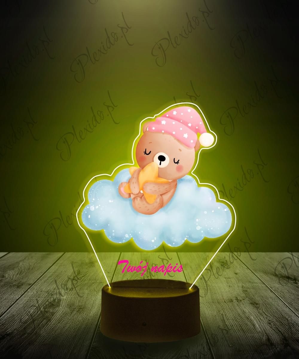 Plexido Lampka Nocna Z Nadrukiem 3D Led Miś Chmurka Imię - Opinie i ...