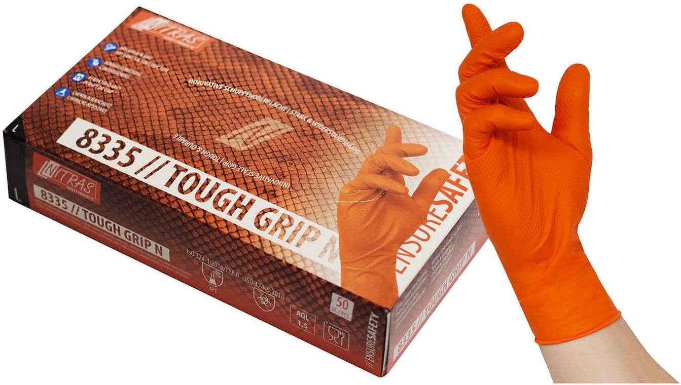 As Arbeitsschutz Gmbh Rękawice Nitrylowe Nitras Orange Tough Grip N ...