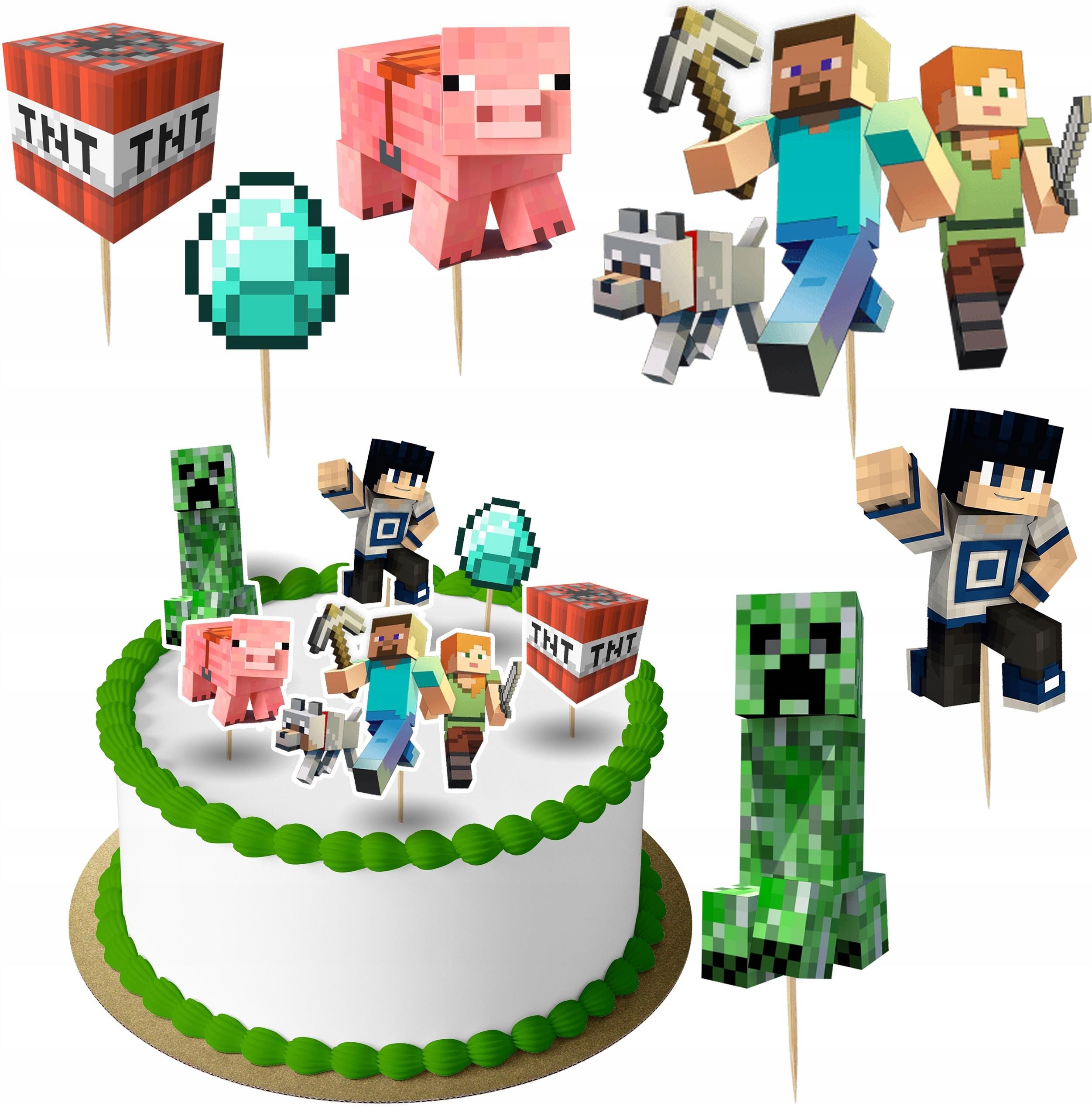 Waferspremium Topper Na Tort Minecraft Zestaw Postaci 6szt. - Ceny i ...