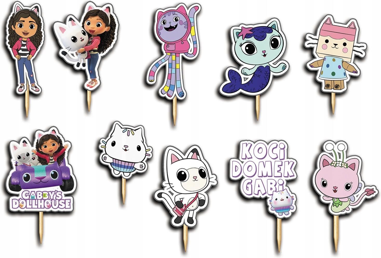 Toppery Na Tort Urodzinowy Topper Na Tort Koci Domek Gabi 10Szt. - Ceny ...