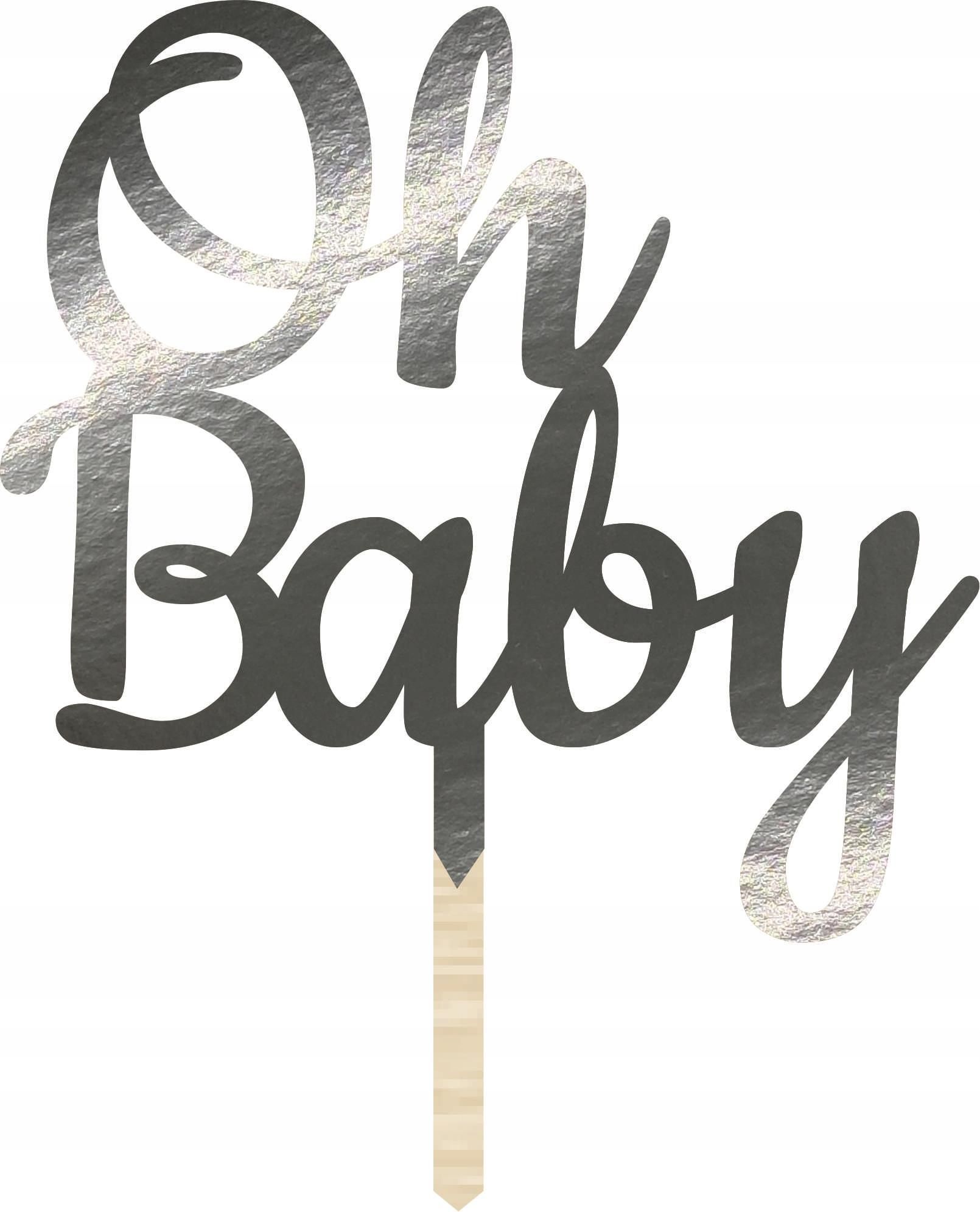 Wyjątkowe Z Drewna Srebrny Topper Na Tort Baby Shower Oh Baby Eko ...