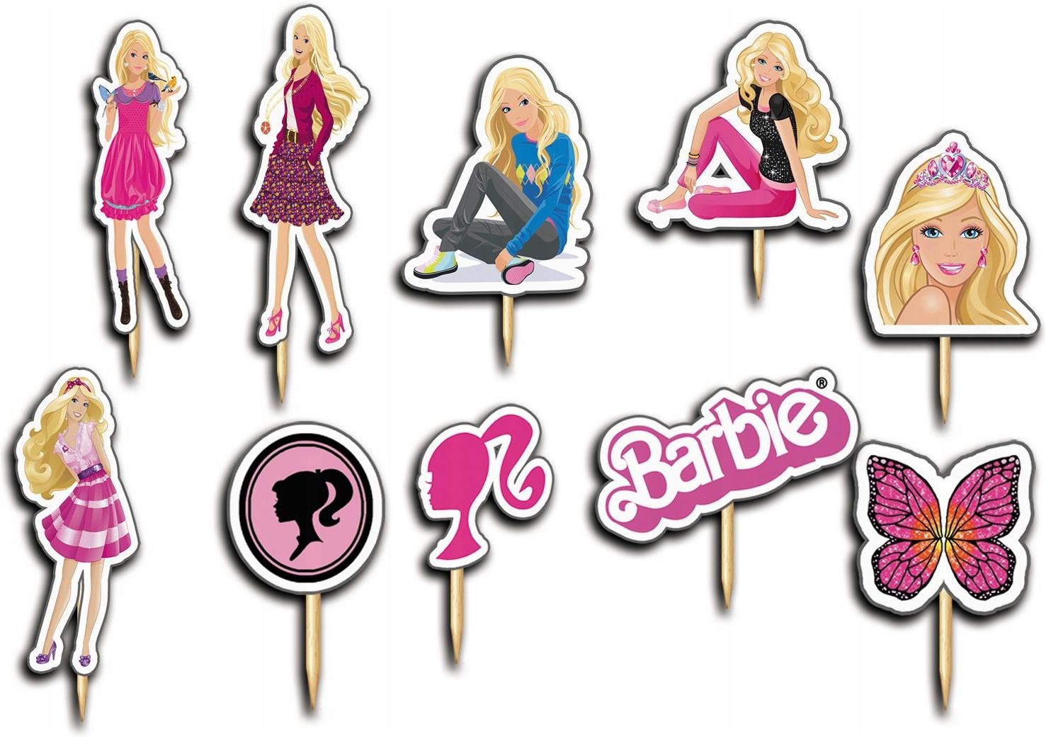 Toppery Na Tort Urodzinowy Topper Na Tort Lalka Barbie 10Szt. - Ceny i ...
