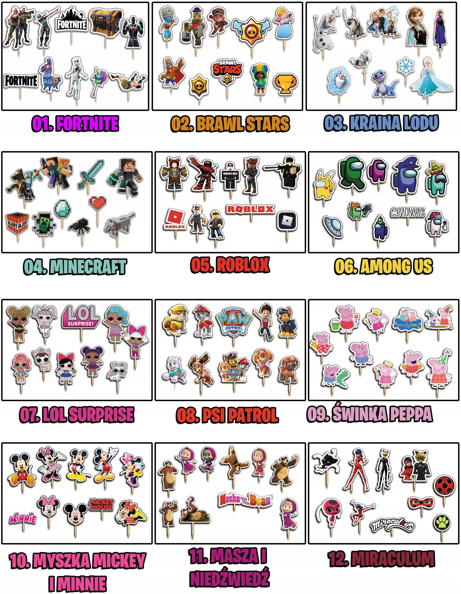 Toppery Na Tort Urodzinowy Topper Na Tort Bluey Blue Bingo 10Szt ...