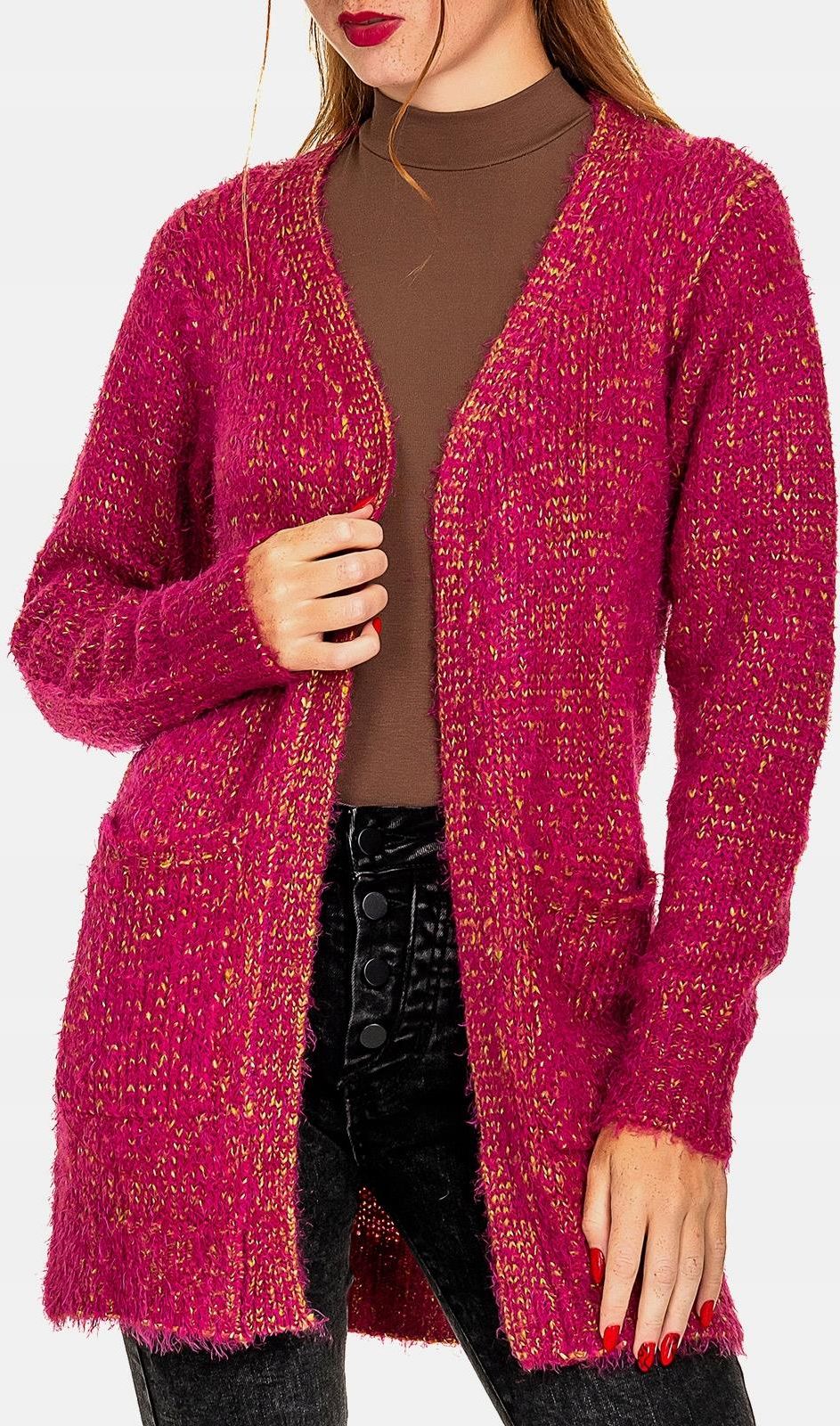 Modny Kobiecy Sweter Kardigan Narzutka malinowy M - Ceny i opinie ...