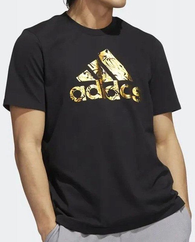 Adidas czarna koszulka t-shirt męski złote logo L - Ceny i opinie ...