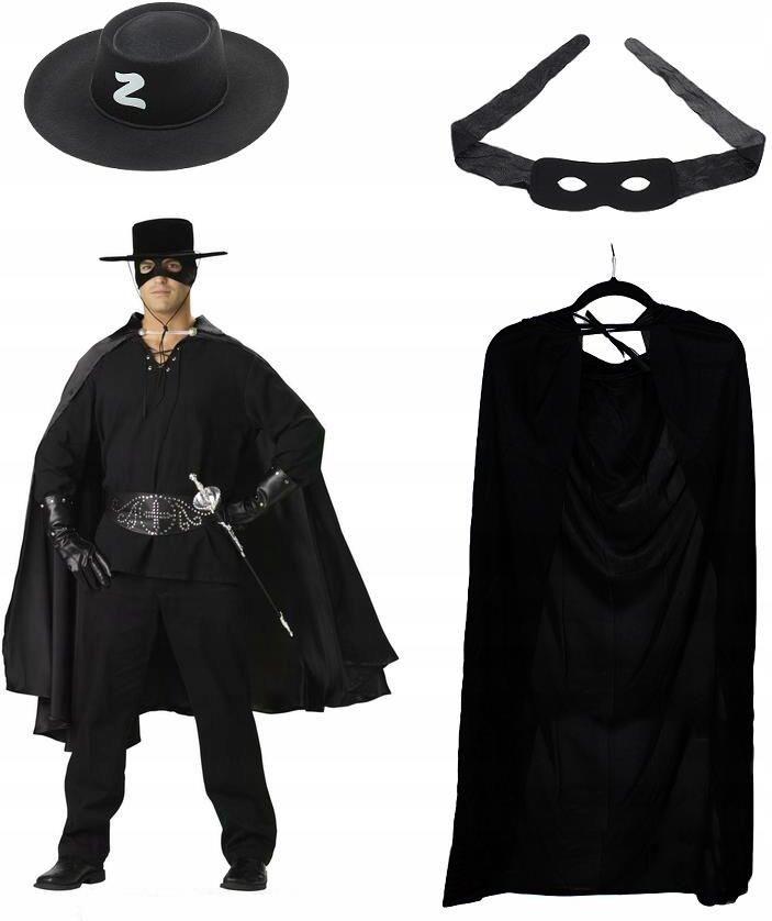 Gacek Strój Zorro Peleryna Maska Kapelusz Przebranie Halloween - Ceny i ...
