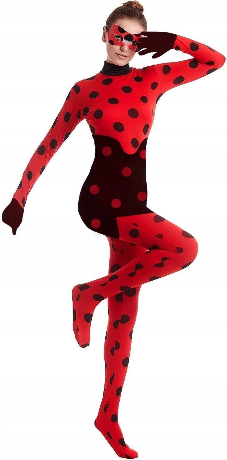 Hopki Strój Kostium Biedronka Cosplay Ladybug Kombinezon Peruka 164/170 ...