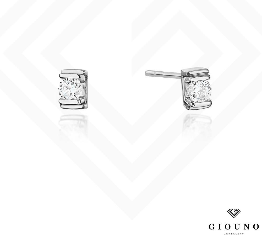 Giouno Jewellery Kolczyki złote 585 z Brylantami 0,20ct na sztyft ...