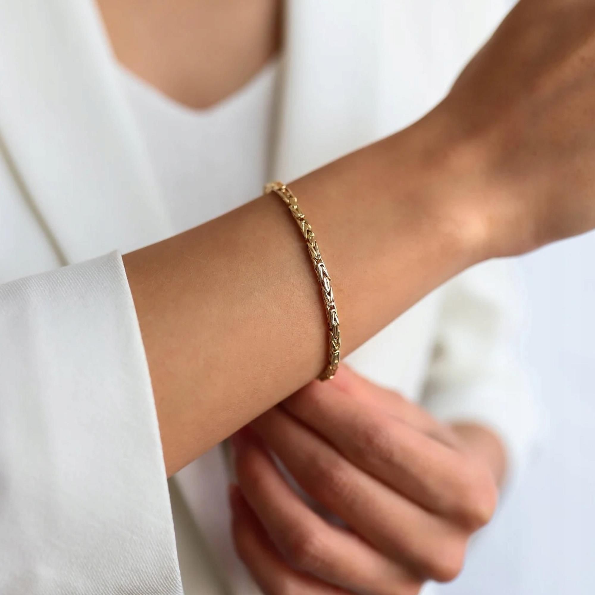 Golden Celebrity Bransoletka Splot Królewski Srebro 925 Złoto 585 21 cm ...