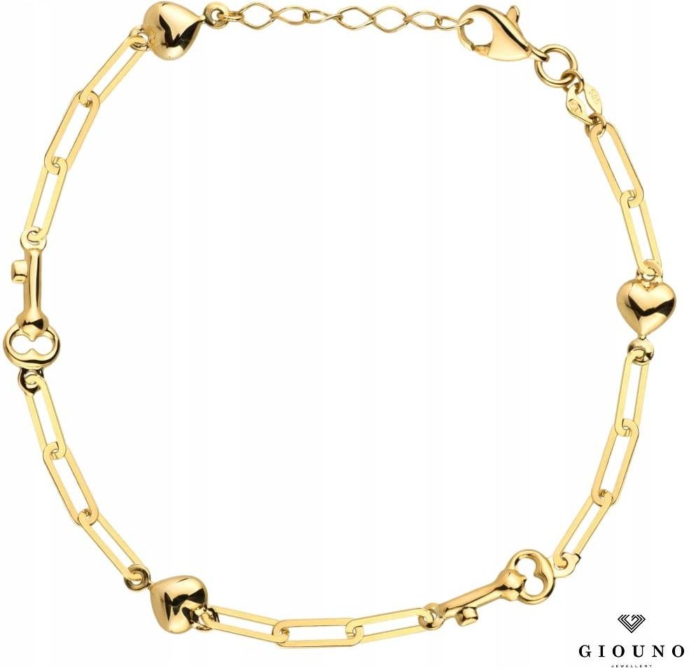 Giouno Jewellery Bransoletka złota 585 kluczyk, serce i ogniwa - Ceny i ...