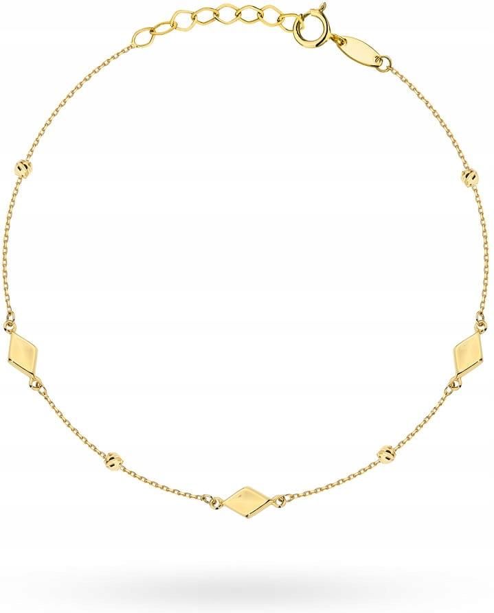 Giouno Jewellery Bransoletka złota 585 kulki i romby 17+2cm - Ceny i opinie - Ceneo.pl