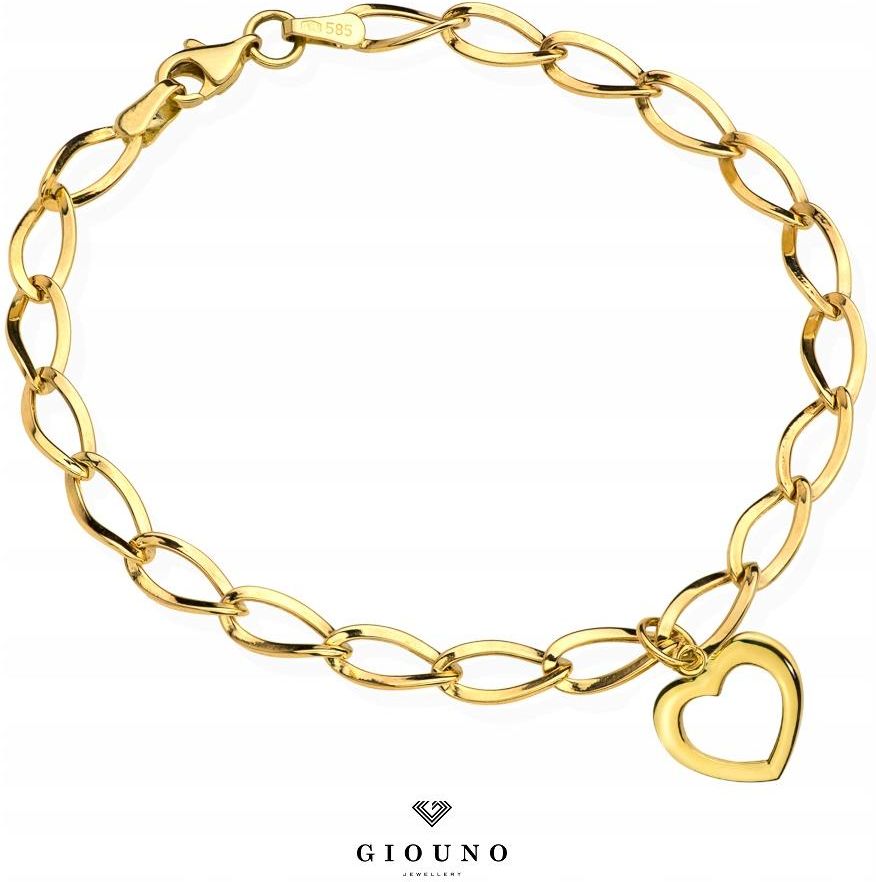 Giouno Jewellery Bransoletka złota 585 długie ogniwa i serce - Ceny i ...