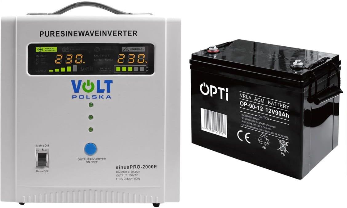 Zasilacz UPS Volt Polska Sinus Pro 2000E 2000Va/1250W + Akumulator Opti ...