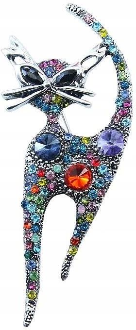 Broszka Kot Wielokolorowa Cyrkonie Pin - Ceny i opinie - Ceneo.pl