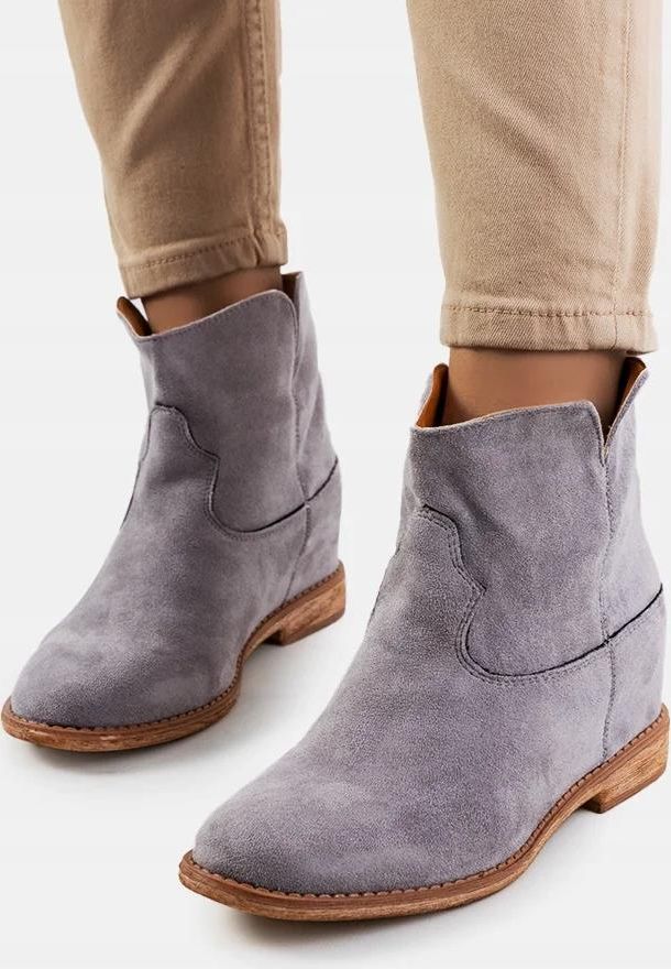 Szare botki na ukrytym koturnie A3708-26 40 - Ceny i opinie - Ceneo.pl