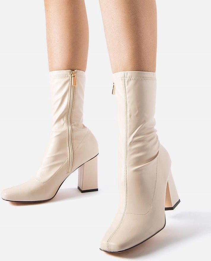 Beżowe botki na słupku 26284 37 - Ceny i opinie - Ceneo.pl