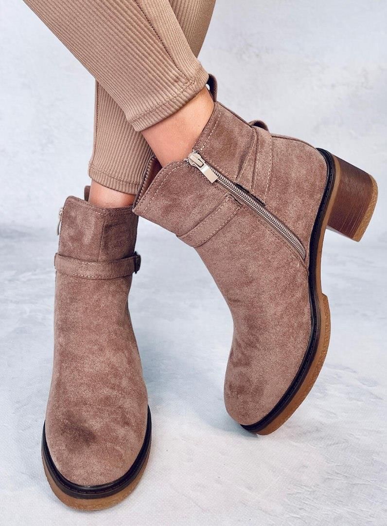 Botki na szerokim obcasie ARETHA KHAKI - Ceny i opinie - Ceneo.pl