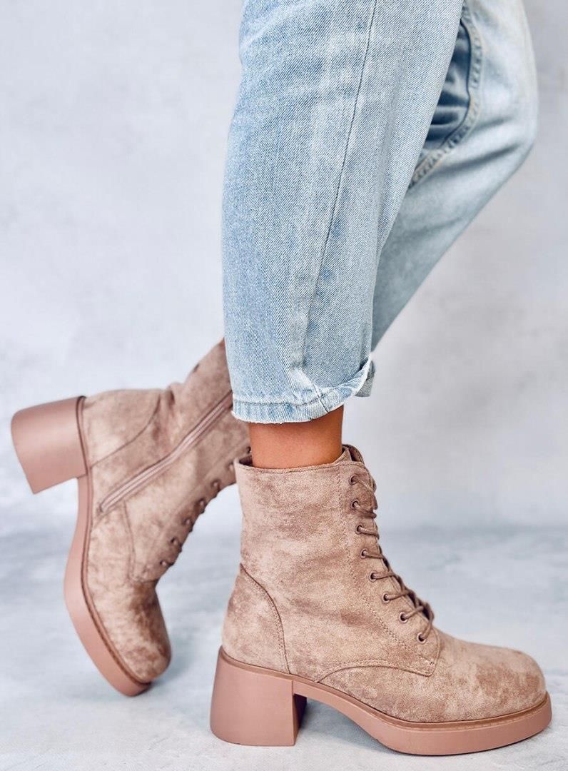 Botki sznurowane na obcasie MAYFIELD KHAKI - Ceny i opinie - Ceneo.pl