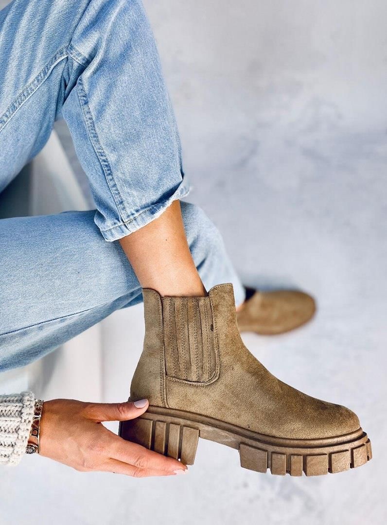 Botki damskie sztyblety LEIGH KHAKI - Ceny i opinie - Ceneo.pl