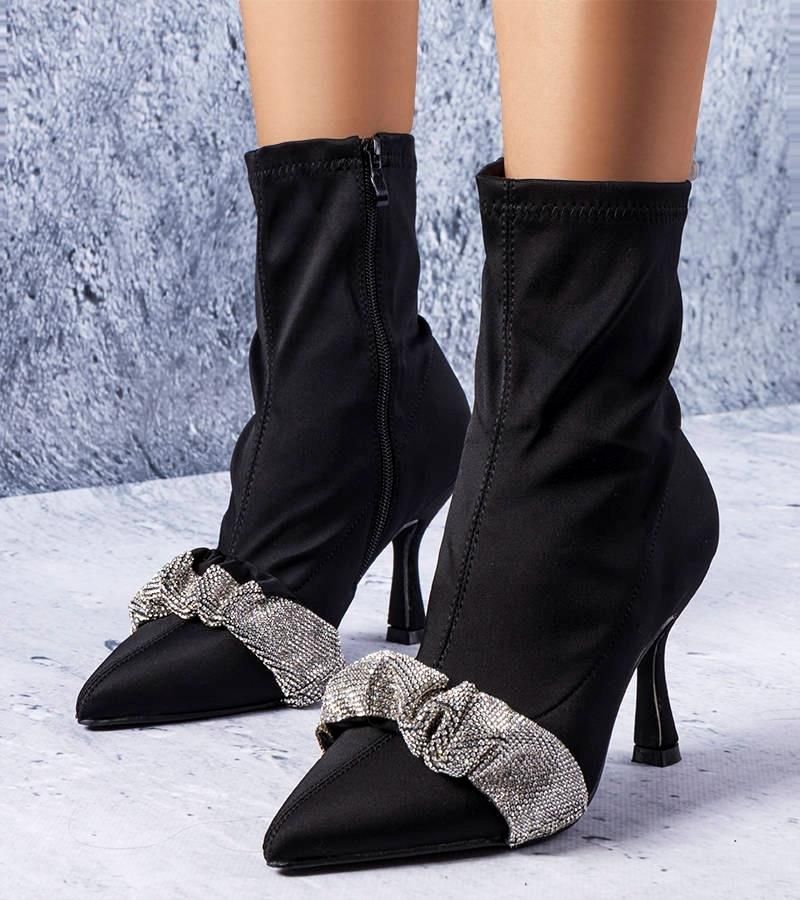 Czarne botki na szpilce z cyrkoniami H8-271 39 - Ceny i opinie - Ceneo.pl