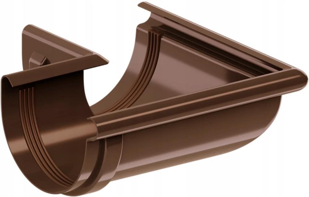 Rynna NAROŻNIK ZEWNĘTRZNY 90° PVC SYSTEM RYNNOWY 130/90 JASNY BRĄZ RAL ...