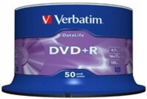 Nośnik danych VERBATIM DATALIFE płyty DVD+R 16x 4.7GB 50szt CAKE ...