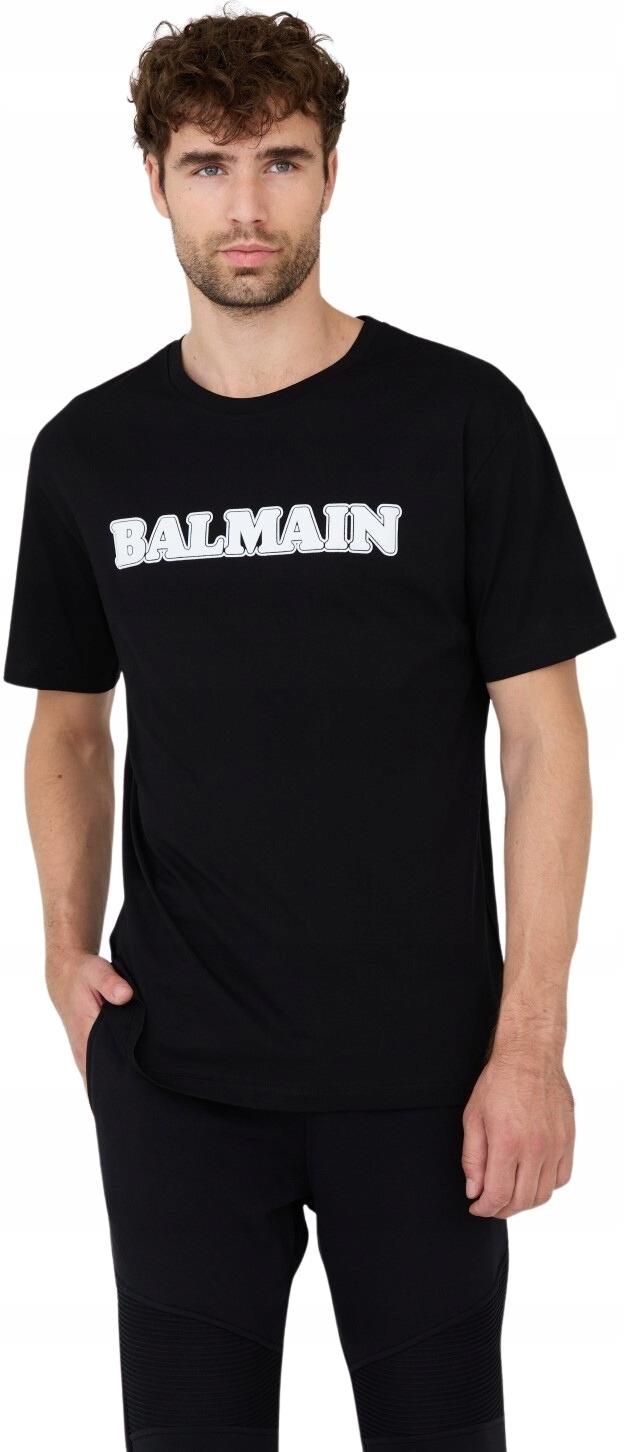 Balmain Czarny t-shirt z białym logo Retro Balmain Flock XXL - Ceny i ...