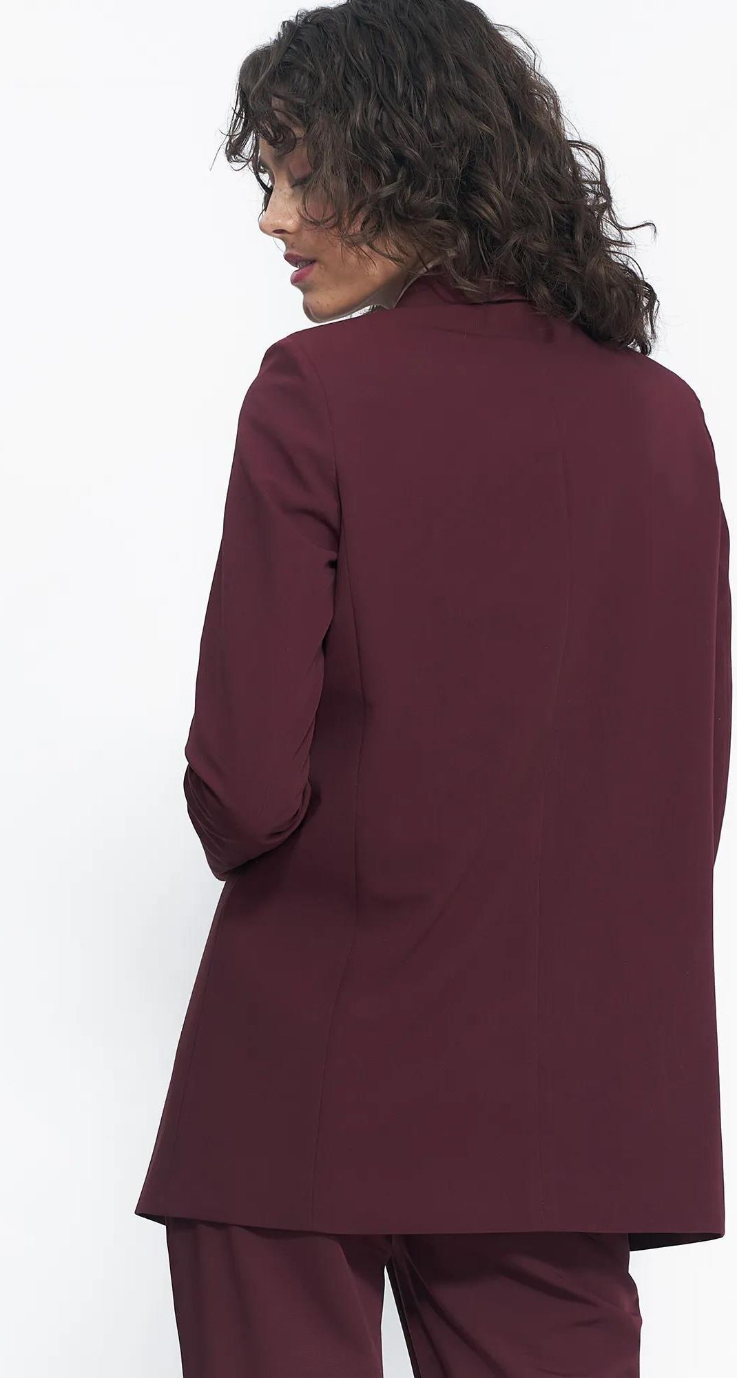 Długa marynarka damska boyfriend bez zapięcia (Bordowy, M) - Ceny i ...