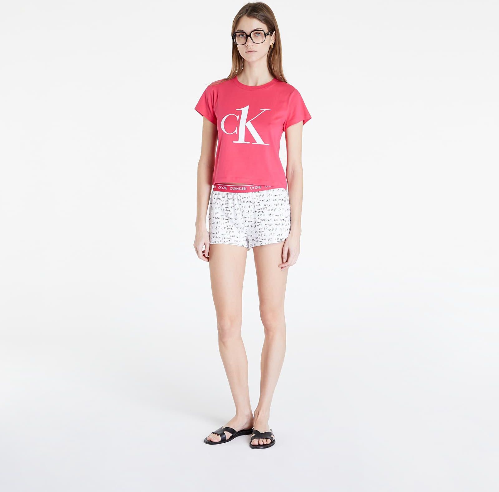 Calvin Klein Ck1 Sleep Short Set Pink Spdr Top/ Bag Marker Logo/ White ...