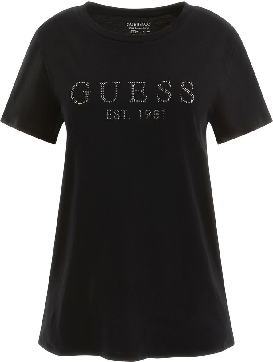 Damska Koszulka z krótkim rękawem Guess SS Guess 1981 Crystal Easy Tee W3Gi76K8G01-Jblk – Czarny ...
