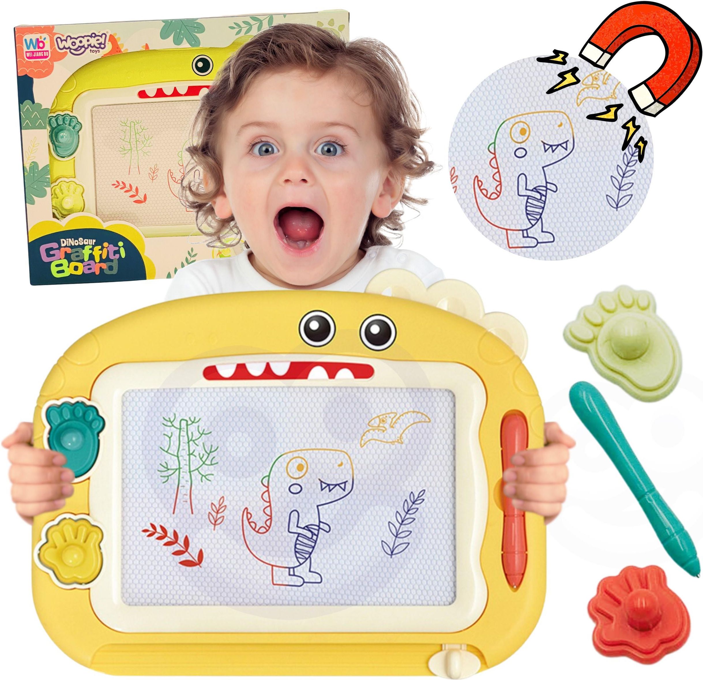 Woopie Znikopis Tablica Magnetyczna Kolorowa + 2 Stempelki Dinozaur 48181 - Ceny i opinie - Ceneo.pl