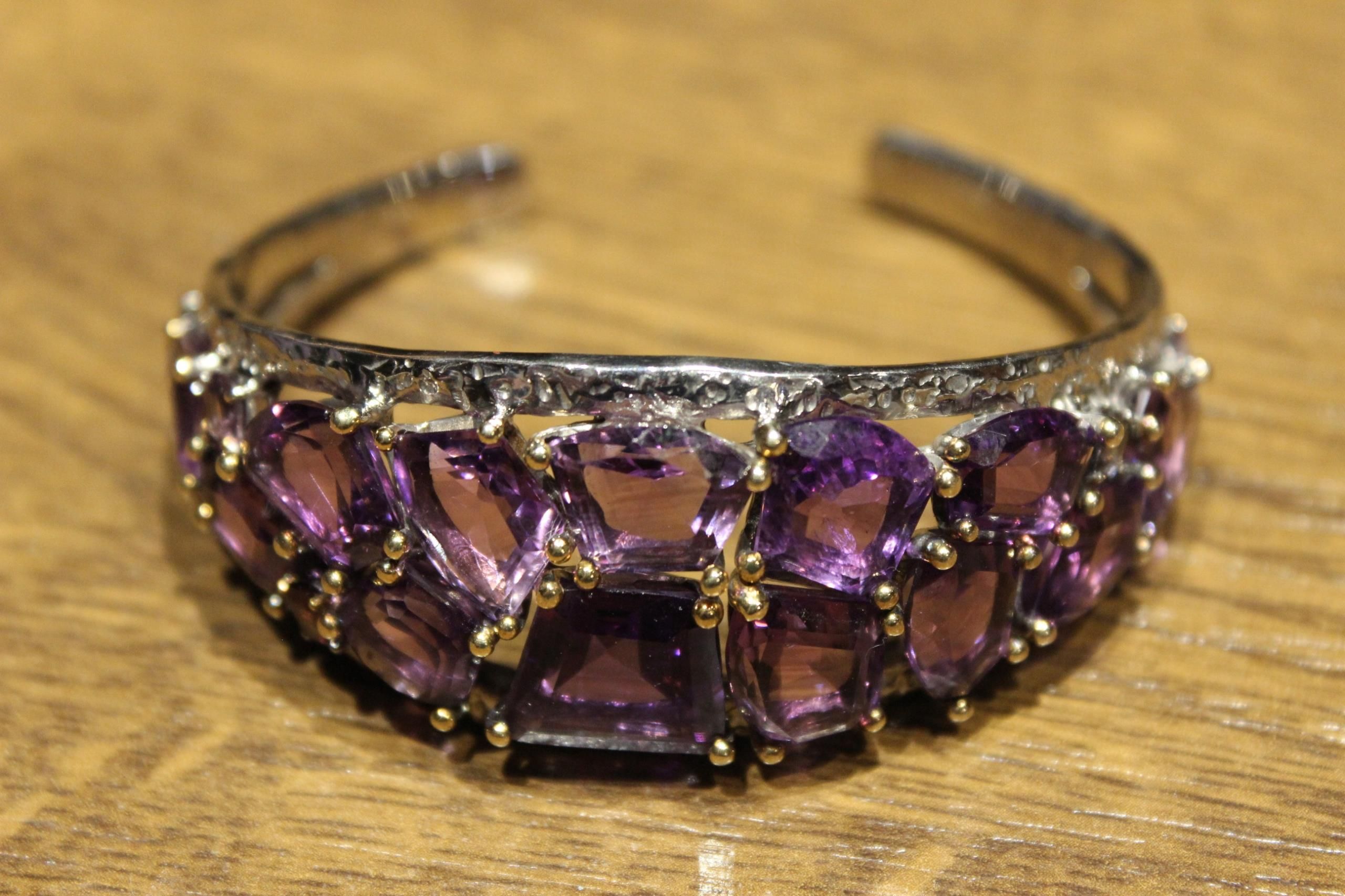 Bransoletka srebrna 925 ametysty spinele - Ceny i opinie - Ceneo.pl