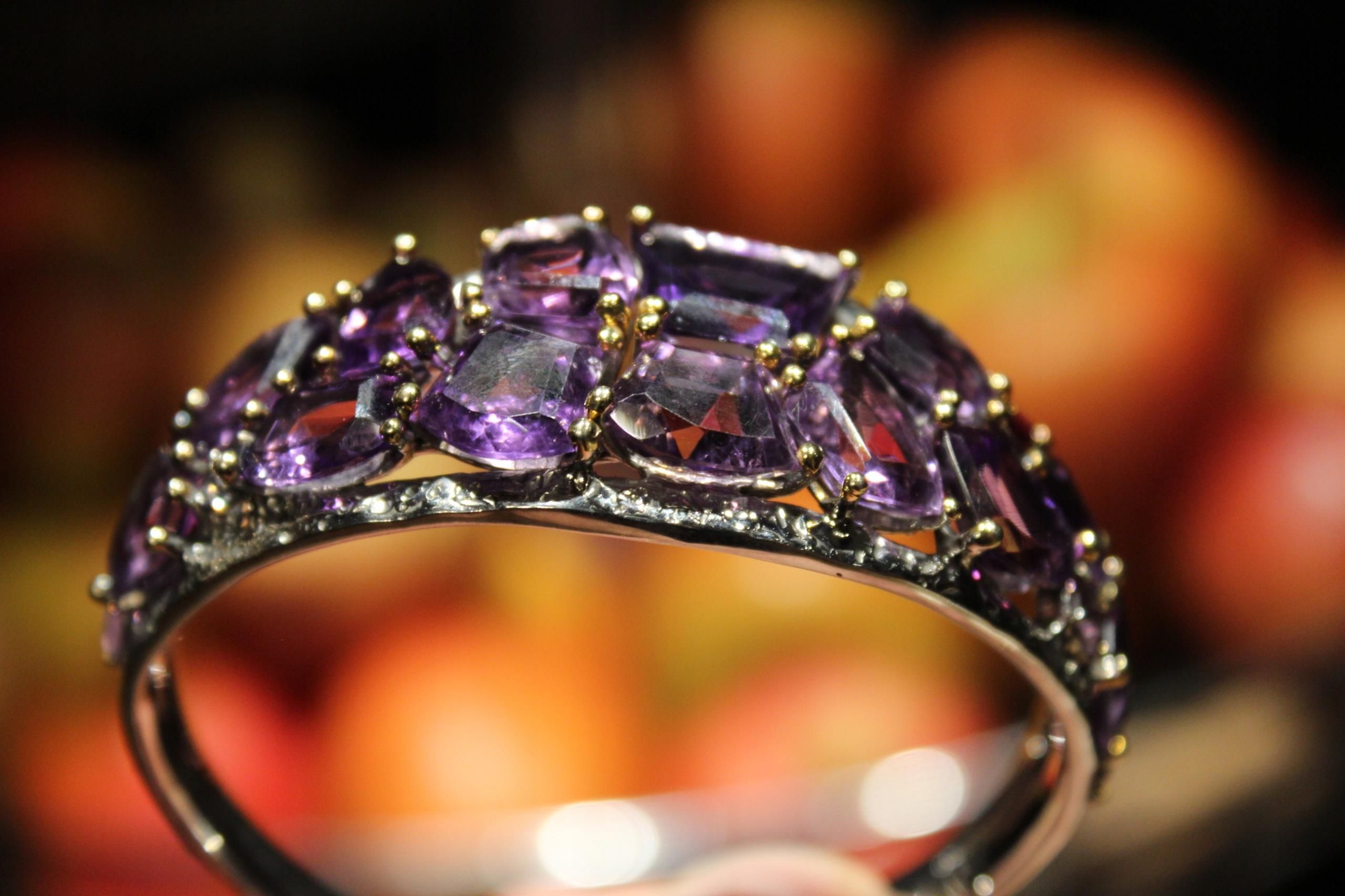 Bransoletka srebrna 925 ametysty spinele - Ceny i opinie - Ceneo.pl