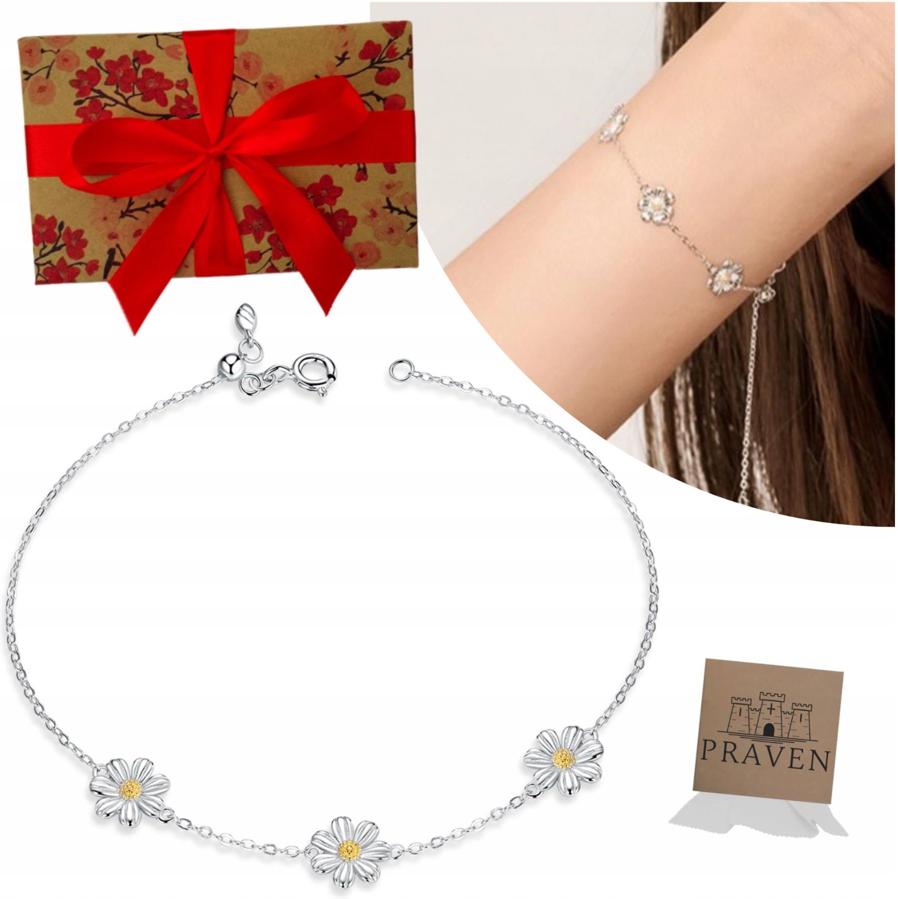 Bransoletka Srebrna 925 Stokrotka Damska Celebrytka Regulowana Praven - Ceny i opinie - Ceneo.pl